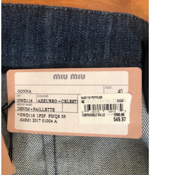 Miu Miu | Skirts | Miu Miu Sequin Embroidered Denim Skirt In Blue ...